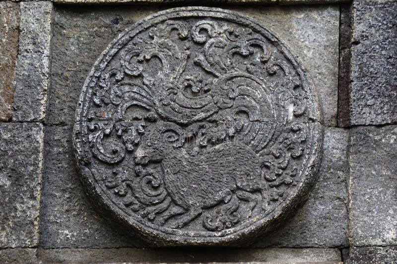 Medallion in the Penataran Temple with Animal Reliefs Stock Photo ...