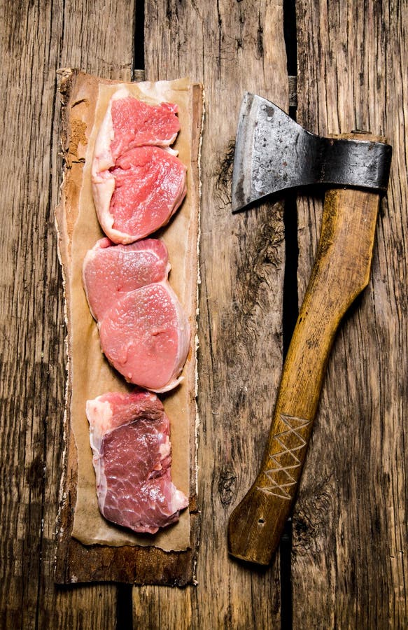 Medallions Raw Meat Tree Axe Stock Photos - Free & Royalty-Free Stock ...