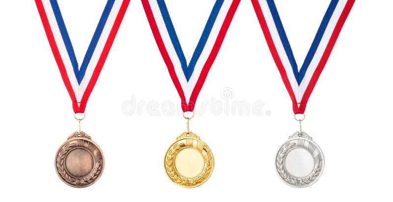 Generic Bronze Silver Gold Medals on White. Stock Photo - Image of ...
