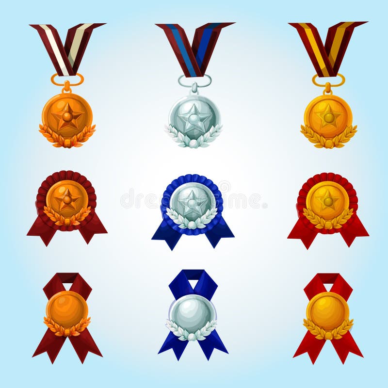Medals Cartoon Set stock vector. Illustration of champion - 55728163