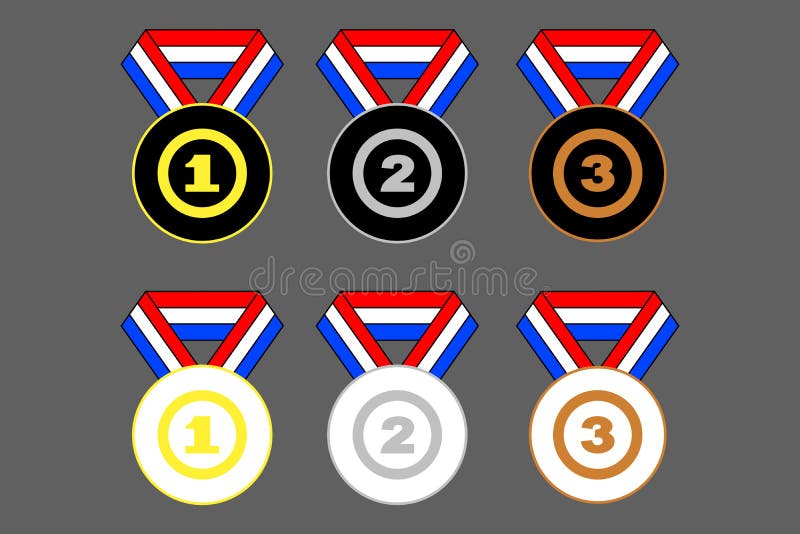 Medals Gold, Silver, Bronze with Different Colors Stock Illustration ...