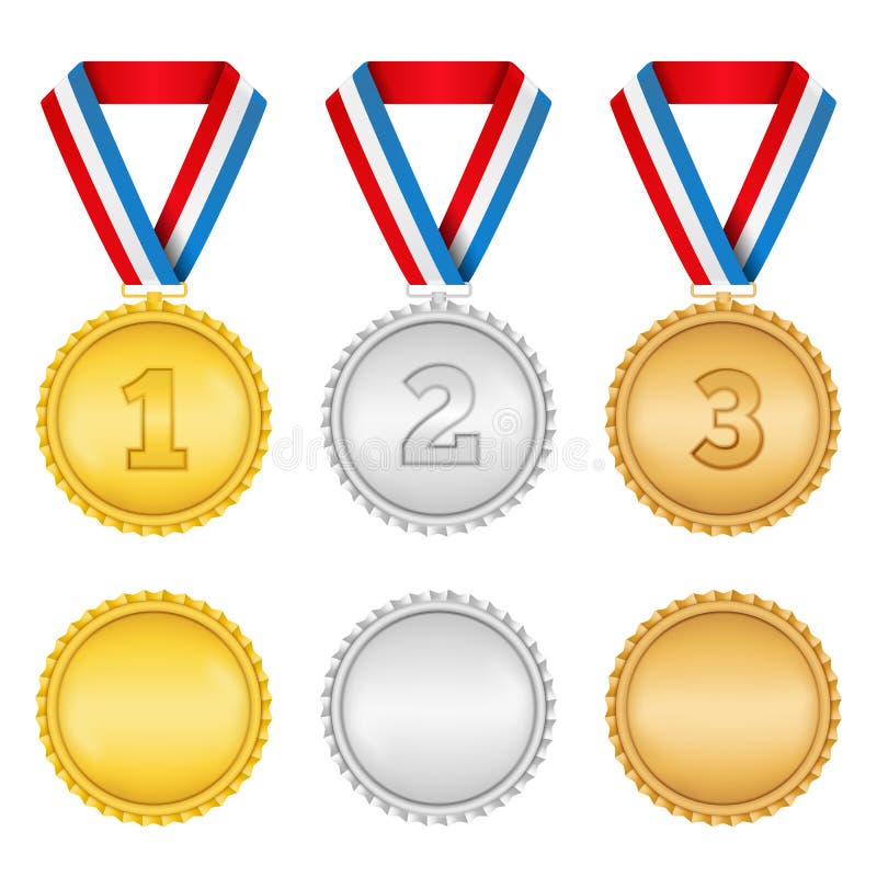 Gold, Silver and Bronze Award Medals and Award Ribbons Vector Set ...