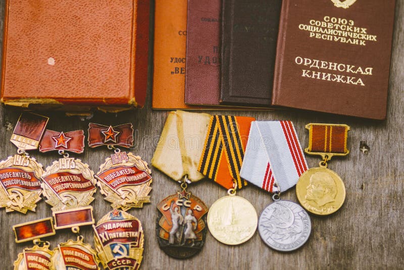 Medals and Orders-awards for Work Stock Image - Image of currency ...