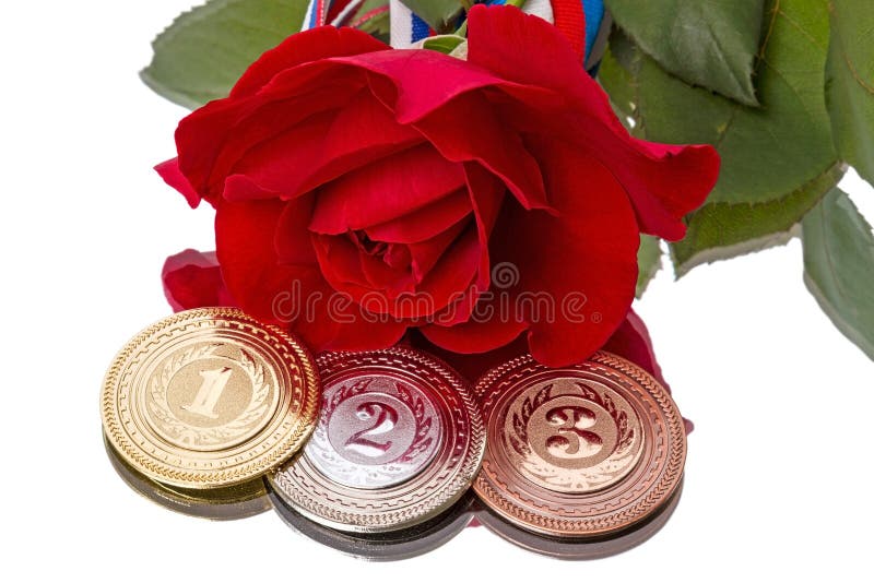 Medals and Rose stock image. Image of gold, background - 35835583