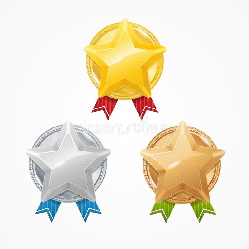Medals with Stars Set. Vector Stock Vector - Illustration of ...