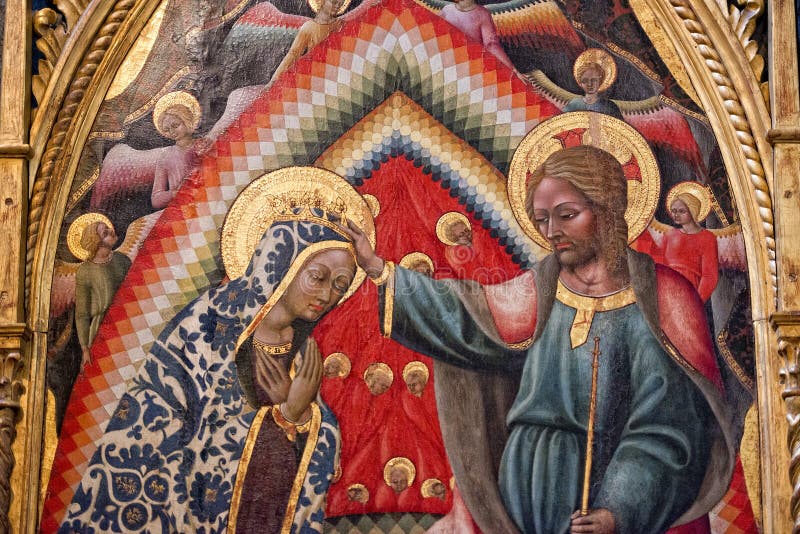 Medeltida målning arkivfoto. Bild av vägg, krona, änglar - 38997962