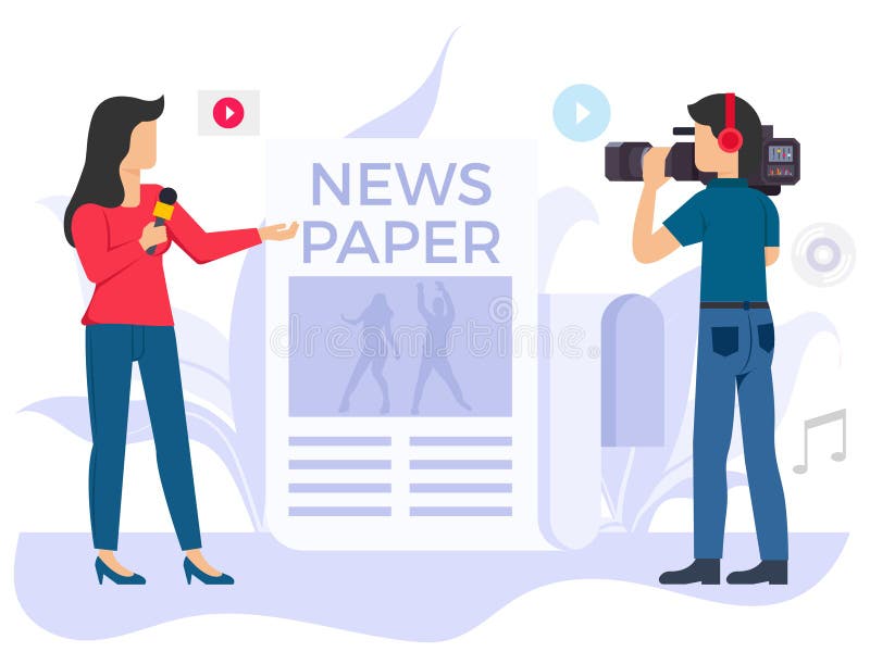 Female Reporter Reporting News Color Logo Illustration Stock Vector ...
