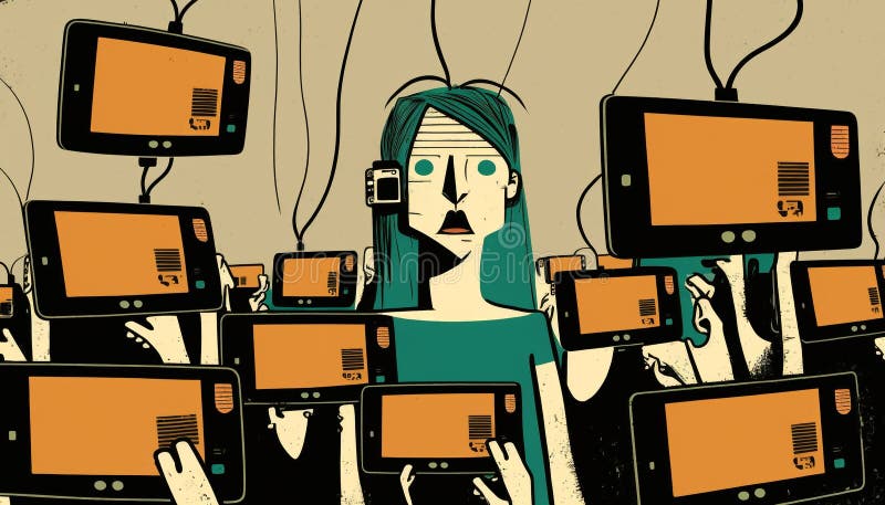 Media Addiction Concept Illustration Stock Illustration - Illustration ...