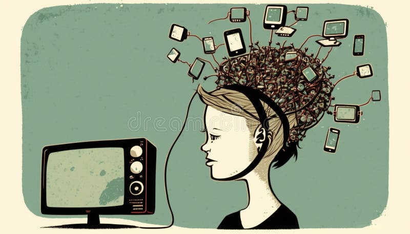 Media Addiction Concept Illustration Stock Illustration - Illustration ...