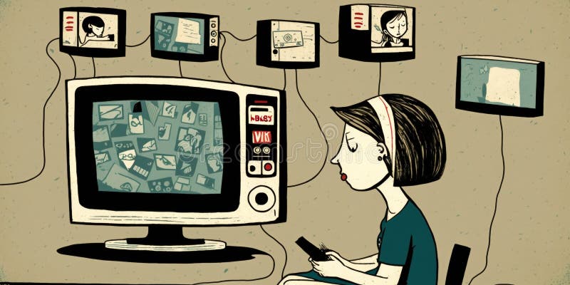 Media Addiction Concept Illustration Stock Illustration - Illustration ...