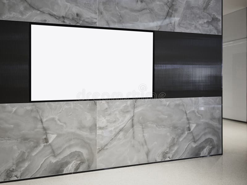 Media Banner Digital Screen on Wall Mock Up Interior Building Stock ...