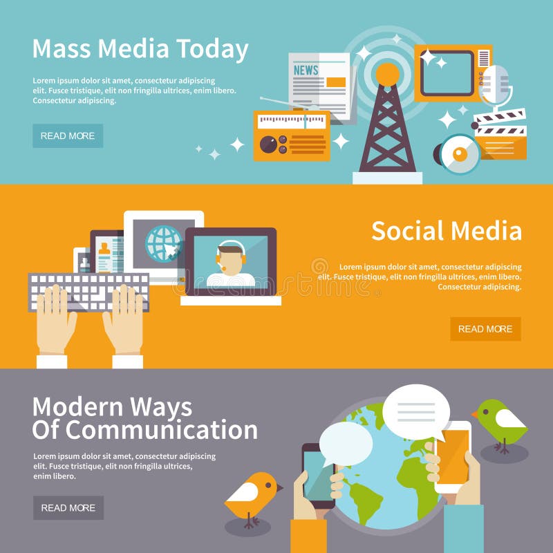 Communication Banner Set Vector Design Illustration Stock Vector ...