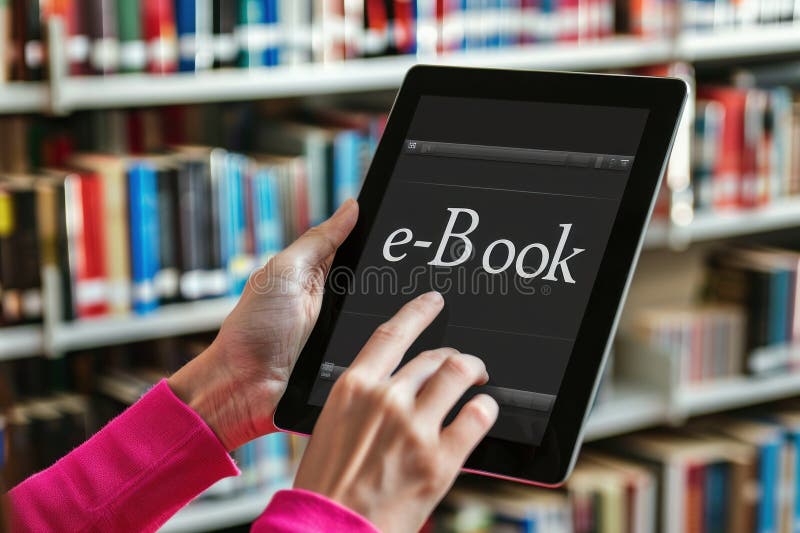 Media Book Library Concept in Tablet. Generative AI Stock Photo - Image ...
