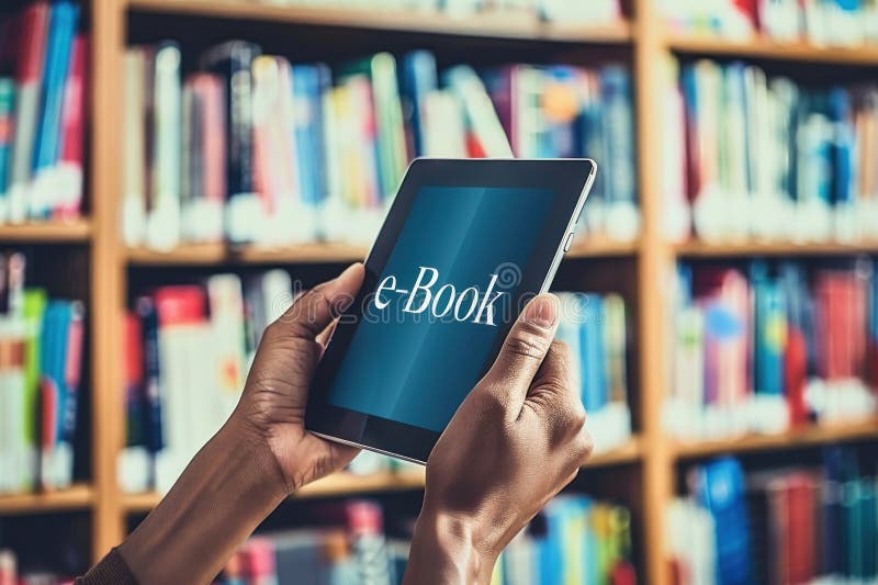 Media Book Library Concept in Tablet. Generative AI Stock Image - Image ...