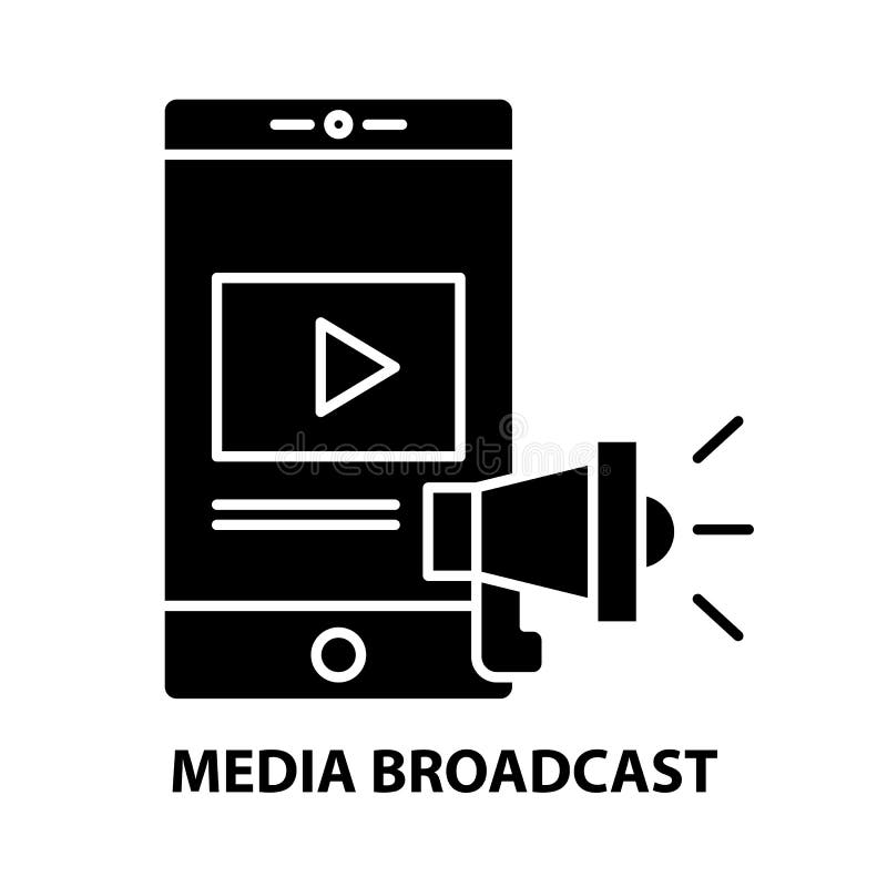 Broadcast Icon, Black Vector Sign with Editable Strokes, Concept ...