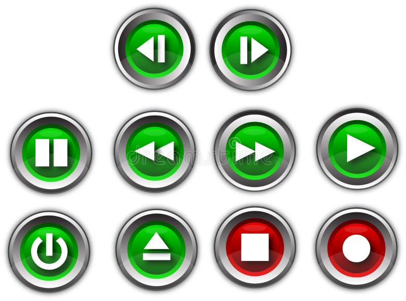 Media buttons stock vector. Illustration of next, rewind - 16170641