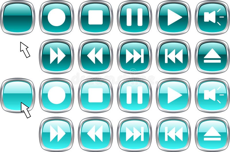 Media buttons. stock vector. Illustration of grey, light - 4217181