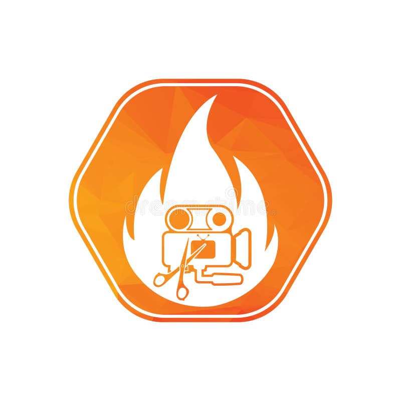 Media Camera and Mike Icon Inside Shape of Hexagon and Fire Icon Camera ...