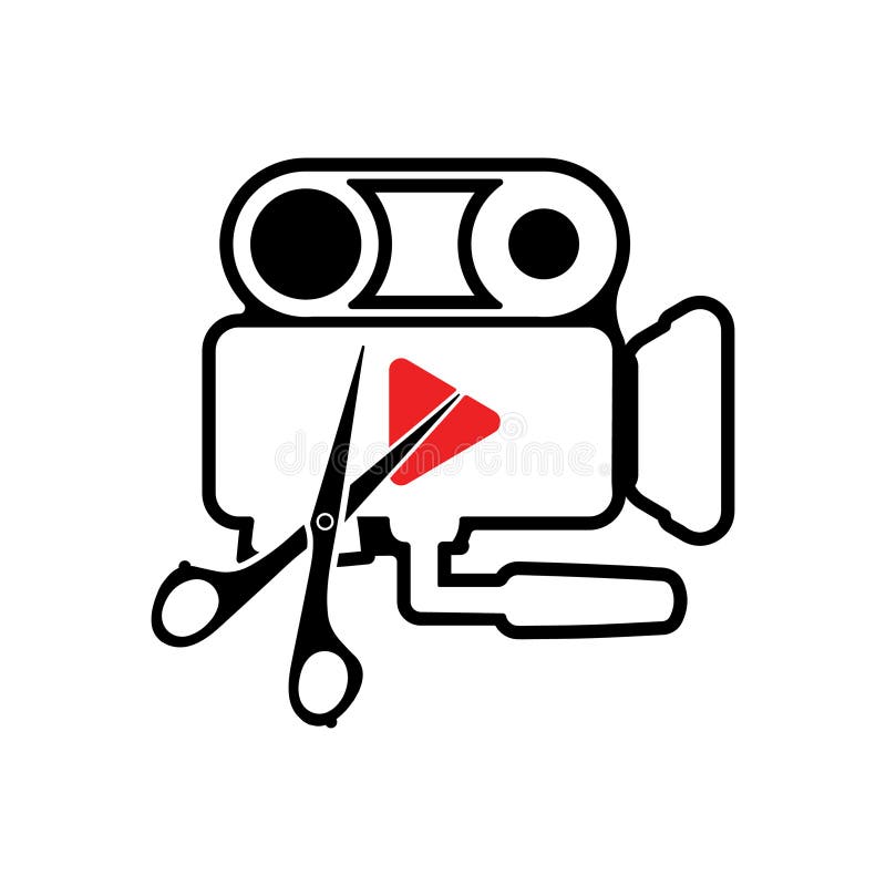 Media Camera and Scissors and Play Button Icon Video Camera Vector ...