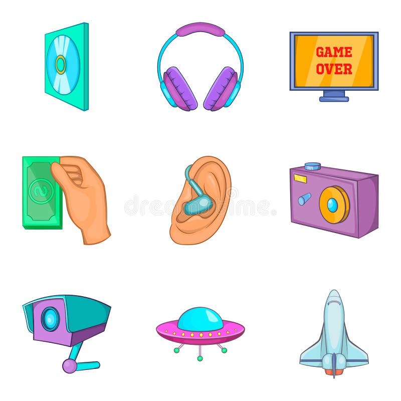 Media Clouding Icon Set, Cartoon Style Stock Vector - Illustration of ... Media Clouding Icon Set, Cartoon Style Stock Vector - Illustration of ...