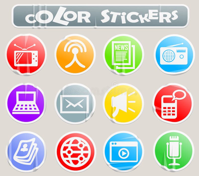 Media color stickers stock vector. Illustration of symbol - 128286492