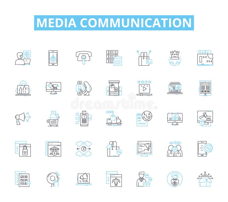 Media Communication Linear Icons Set. Broadcasting, Journalism ...