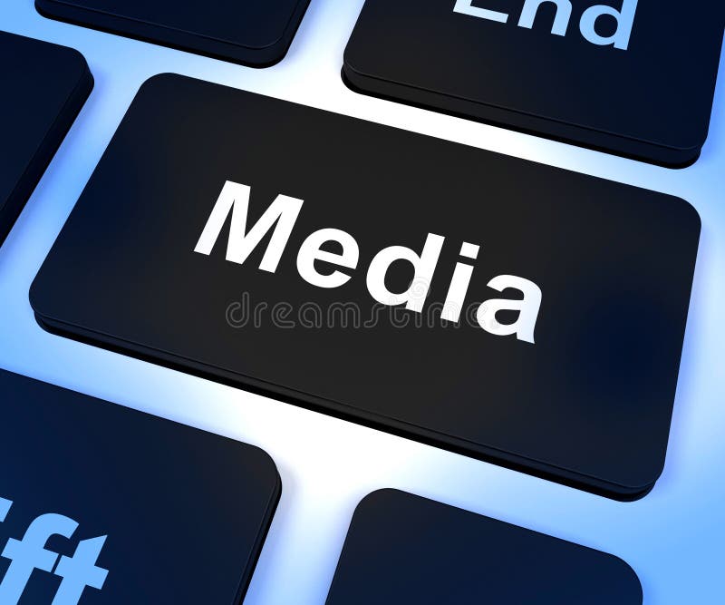 Media Computer Key Shows Internet Broadcasting Stock Image - Image of ...