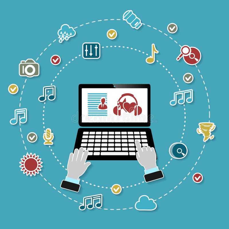 Media stock vector. Illustration of laptop, work, sign - 42796864