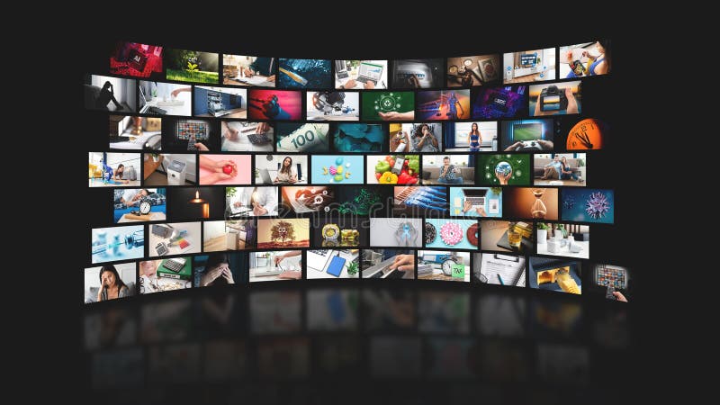 Media Concept Multiple Television Screens Stock Photo - Image of communication, cinema: 363709936