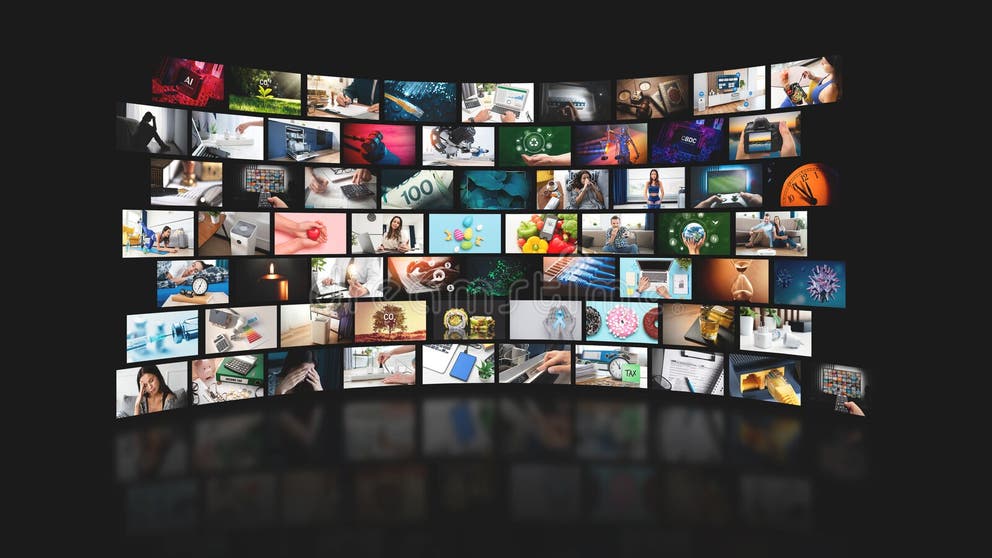 Media Concept Multiple Television Screens Stock Photo - Image of ...