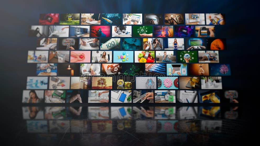 Media Concept Multiple Television Screens Stock Photo - Image of ...
