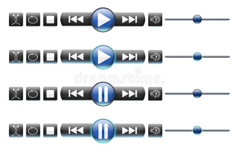 Media Controls/Rollover Buttons Stock Illustration - Illustration of ...