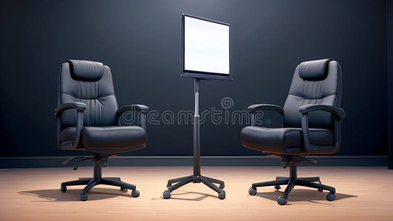 Media Conversations in Podcast or Interview Room: Two Chairs and White ...