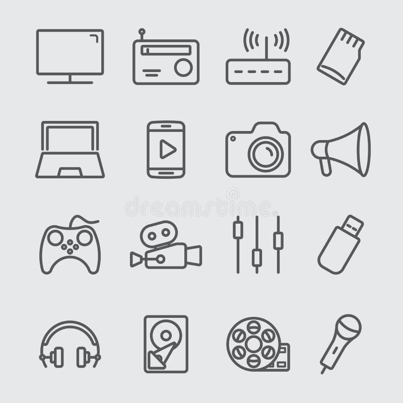 Media device line icon stock vector. Illustration of headphones - 60277240