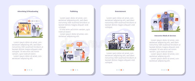 Media and Entertainment Industry Mobile Application Banner Set Stock ...