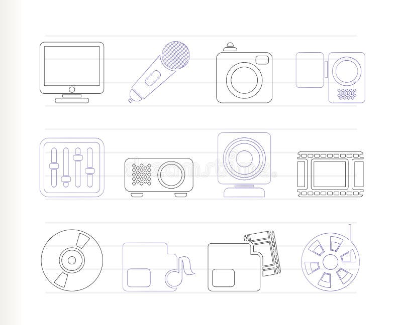 Media equipment icons stock vector. Illustration of icon - 16287514