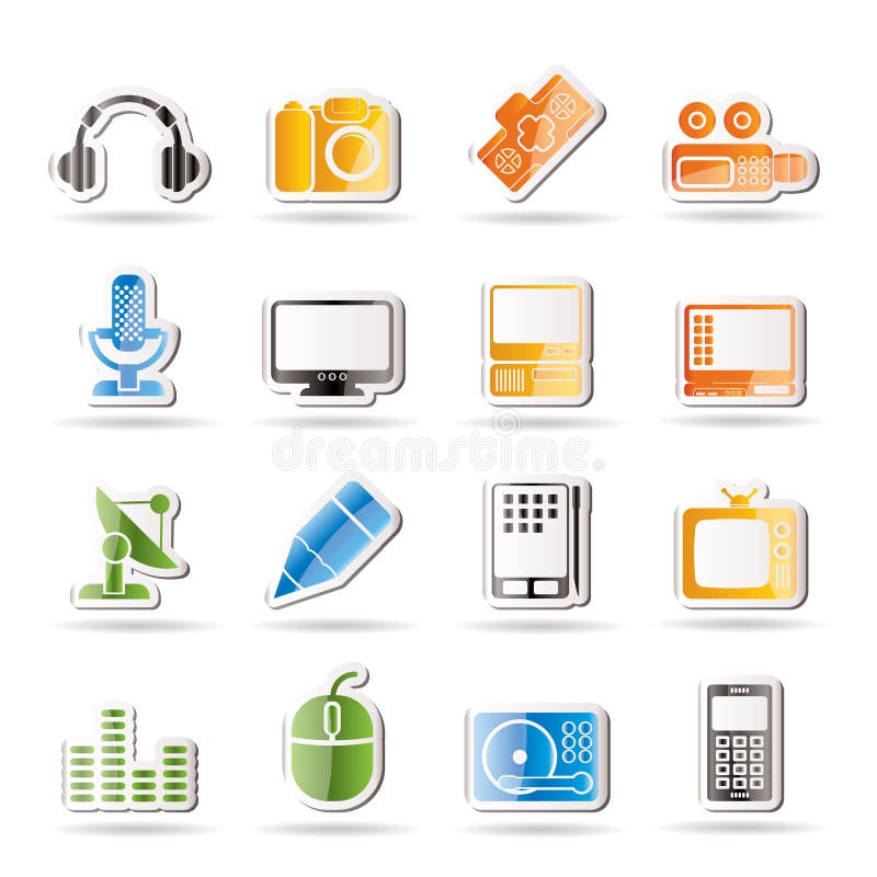 Media equipment icons stock vector. Illustration of movie - 16487404