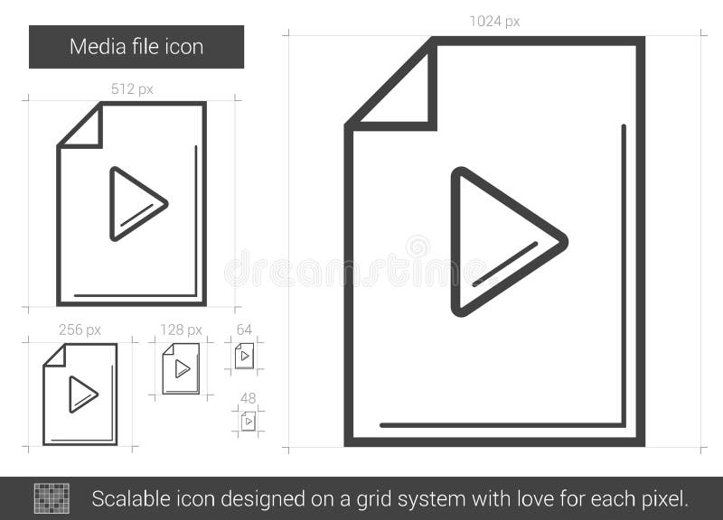 Media file line icon. stock vector. Illustration of element - 80695103