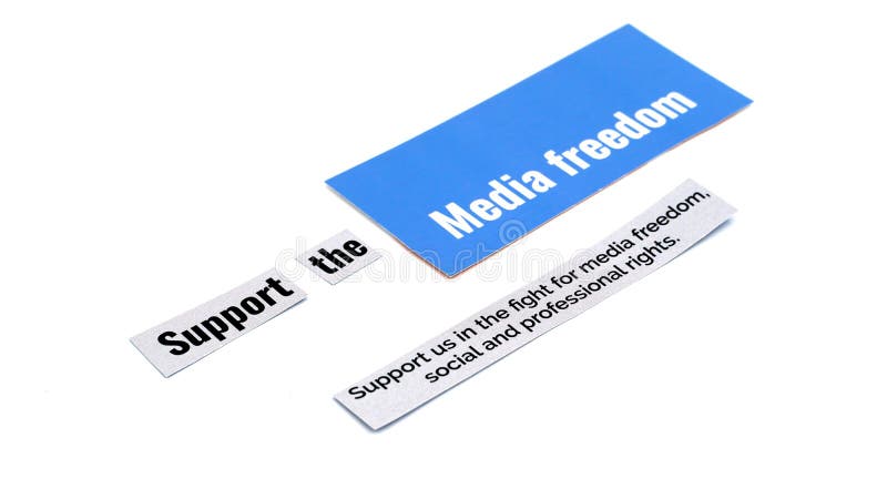 Media Freedom Concept with Text Pieces on an Isolated Background Stock ...