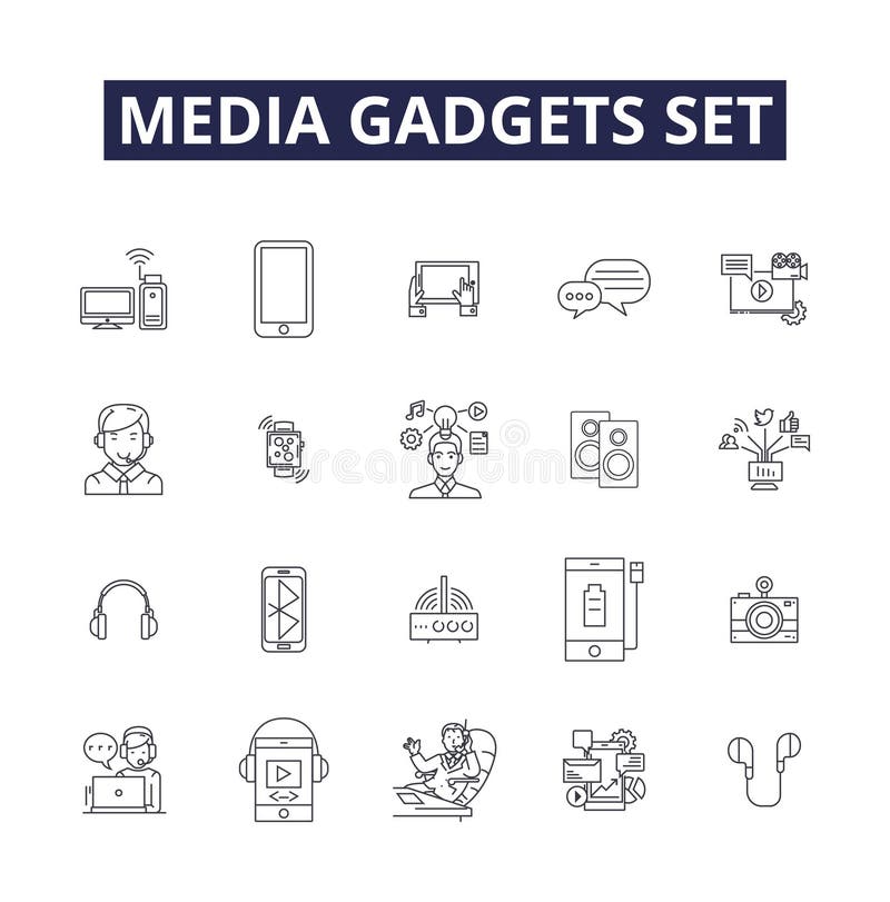 Media Gadgets Set Line Vector Icons and Signs. Gadgets, Set, Devices ...