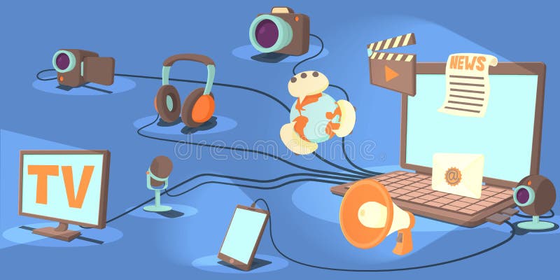 Media Horizontal Banner Channels, Cartoon Style Stock Vector ...