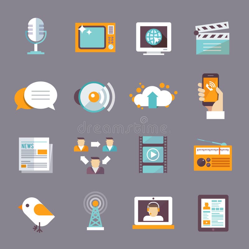 Media Icon Flat stock vector. Illustration of computer - 51222125