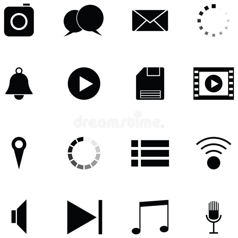 Media icon set stock vector. Illustration of vector - 120568679