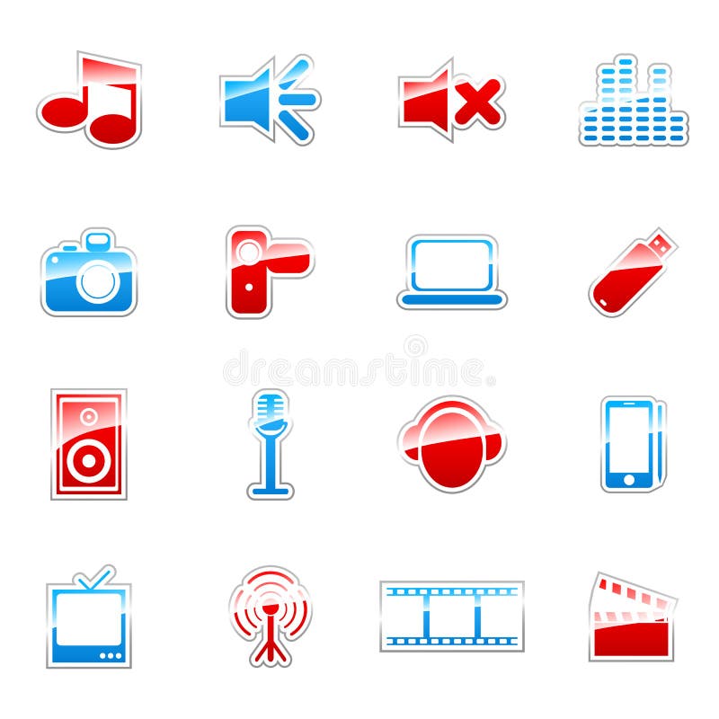Basic - Media Icons stock vector. Illustration of sound - 19823000