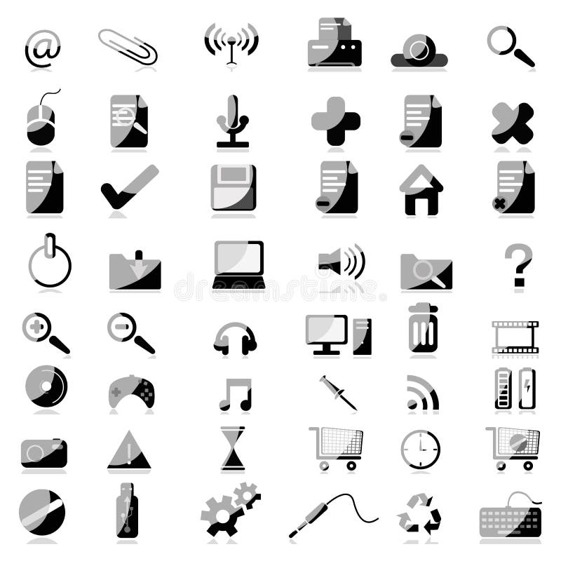 Computer Media Icon Set Stock Illustrations – 200,667 Computer Media ...