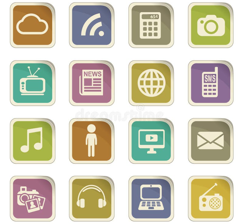 Media icon set stock illustration. Illustration of element - 89213249