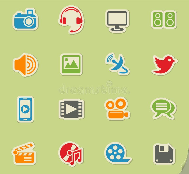 Media icon set stock illustration. Illustration of phone - 88846247