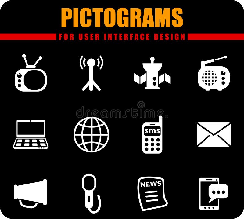 Media icon set stock vector. Illustration of radio, white - 148846370