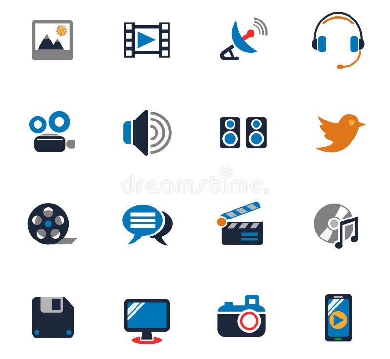 Media icon set stock vector. Illustration of diskette - 88090360