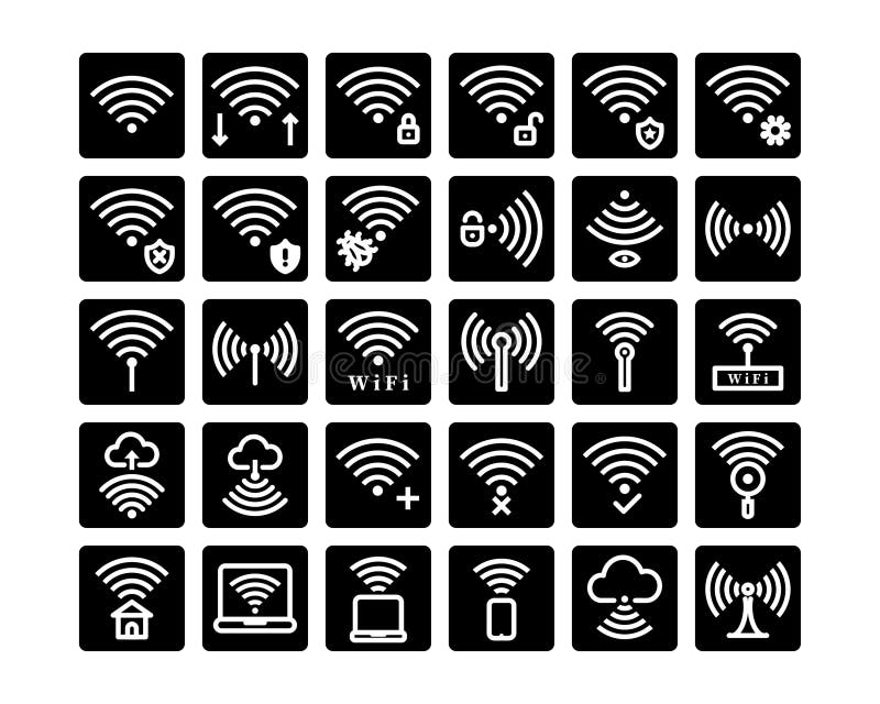 Media Icon Wifi Connection Solid Style Stock Vector - Illustration of ...